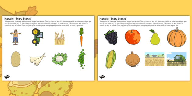 Harvest-Themed Story Stone Image Cut-Outs (teacher made)