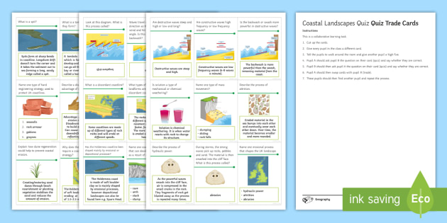 Coastal Landscapes: Quiz Quiz Trade Cards (teacher made)