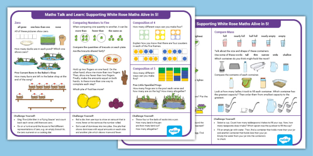 👉 Kindergarten Knowledge Organiser: White Rose Maths Alive in 5!