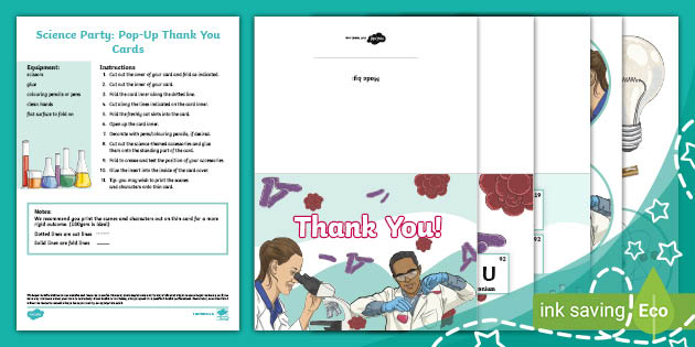 Science-Themed Pop-Up Thank You Card (teacher made)
