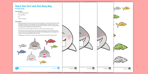 Shark Size Sort-and-Post Busy Bag Resource Pack for Parents