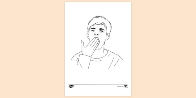 FREE! - Sleepy Boy Tired Yawning Colouring Sheet | Colouring Sheets