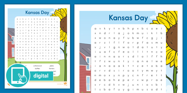 The Sunflower State Word Search | Kansas Day | Twinkl