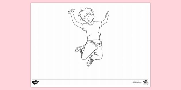 FREE! - Student Jumping Colouring Sheet | Colouring Sheets