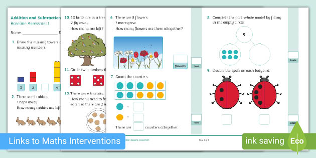 👉 Year 1 Addition and Subtraction Baseline Assessment