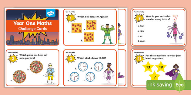 Year One Maths Challenge Cards (teacher made)