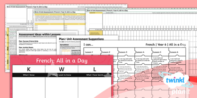 French: All in a Day Year 6 Unit Assessment Pack