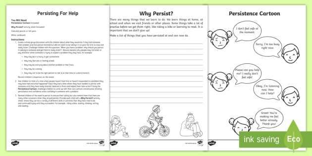 Persisting For Help Activity (teacher made)