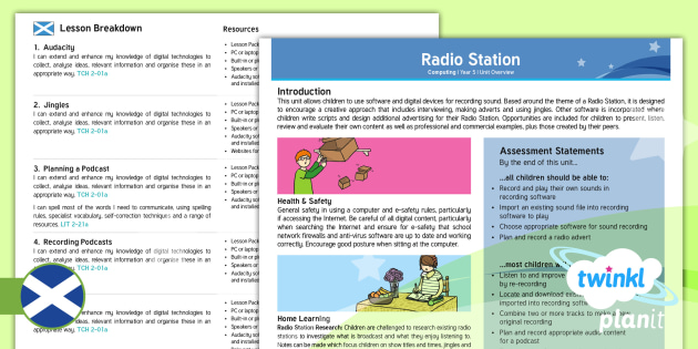 PlanIt Computing Radio Station Year 5 CfE Second Level Unit Planning ...