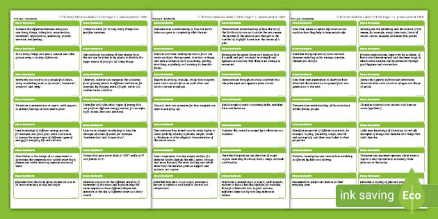 CfE First Level Science Benchmarks Assessment Stickers