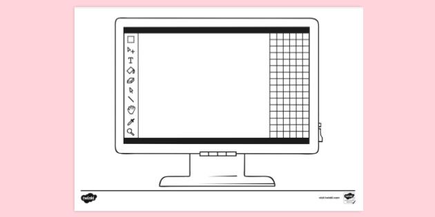 Technology: Computer Television (TV) Colouring Sheets