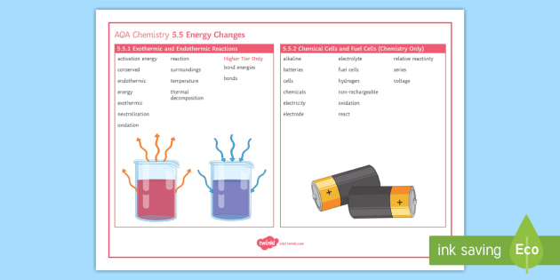 AQA Chemistry 5.5 Energy Changes Word Mat (teacher made)