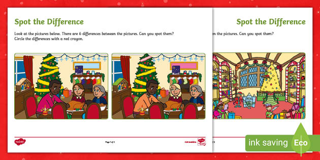 Christmas Spot the Difference Activity Sheets Junior/Senior