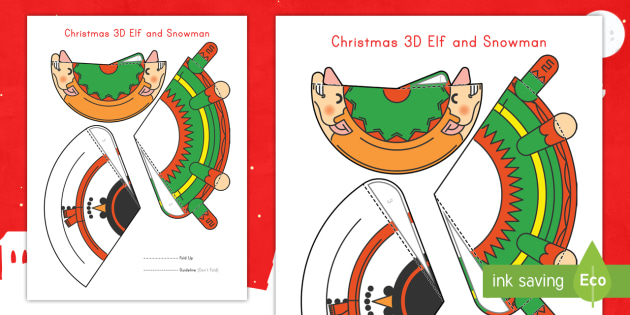 Christmas 3D Elf and Snowman Craft (teacher made)