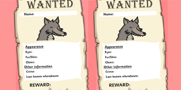 Little Red Riding Hood Wolf Wanted Posters - wanted poster, wolf