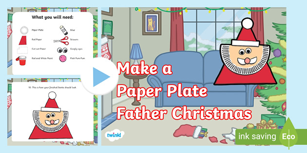 Father Christmas Paper Plate Craft Activity - KS1 - Twinkl