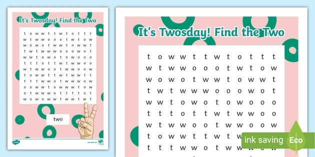 It's Twosday! Find the Two Word Search (teacher made)