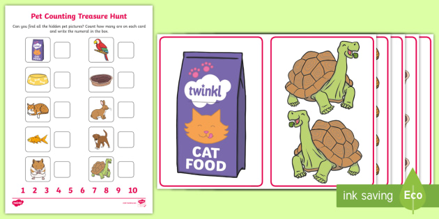 Maths Pets Counting Treasure Hunt Activity