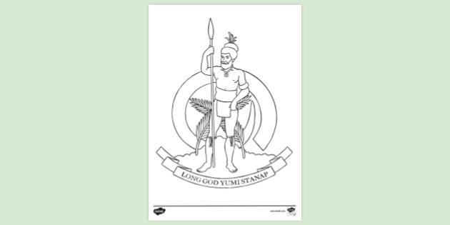 FREE! - Republic of Vanuatu Coat of Arms Colouring Sheet
