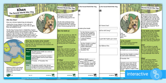 Interactive PDF: Khan the Second World War Dog Comprehension