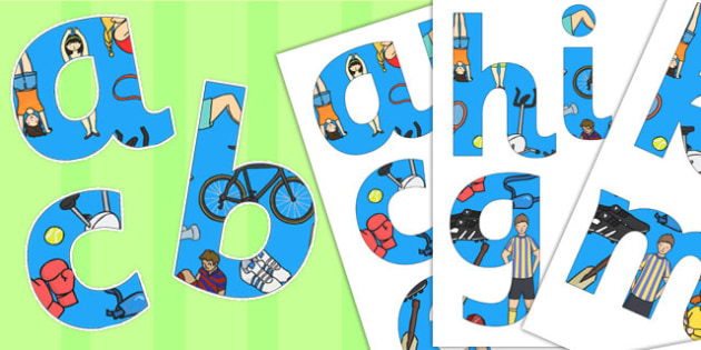 Sports Themed Paper Saving Display Alphabet Numbers and Symbols