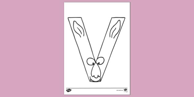 Letter 'V' Colouring | Colouring Sheets