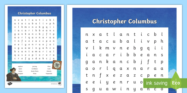 Christopher Columbus Word Search (teacher made)