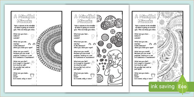 A Minute for Mindfulness Bookmarks (teacher made)