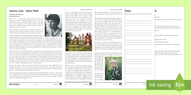 Literary Lives: Sylvia Plath Reading Comprehension Activity