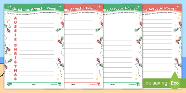 Christmas Acrostic Poem | Years 3-4 Christmas Poetry