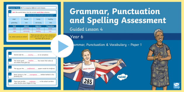 Year 6 Grammar, Punctuation and Spelling Test 4 Guided Lesson PowerPoint