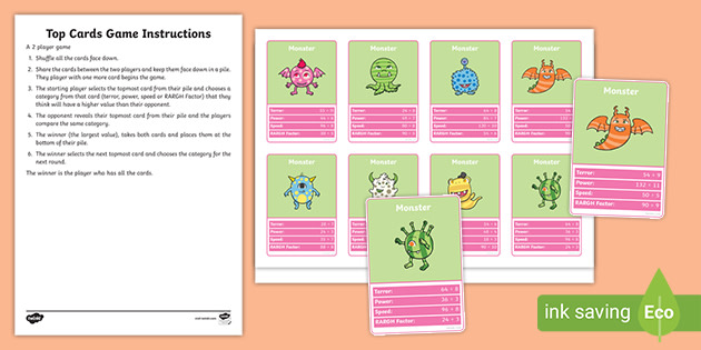 Monster Division Card Game (teacher made)