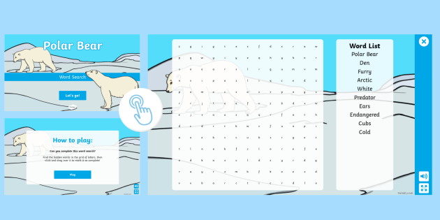 Polar Bear Interactive Word Search | Activity | Twinkl