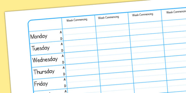 Childminder Attendance Register Template - Monthly