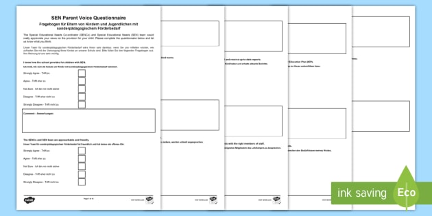 Parent Questionnaires | twinkl.co.uk