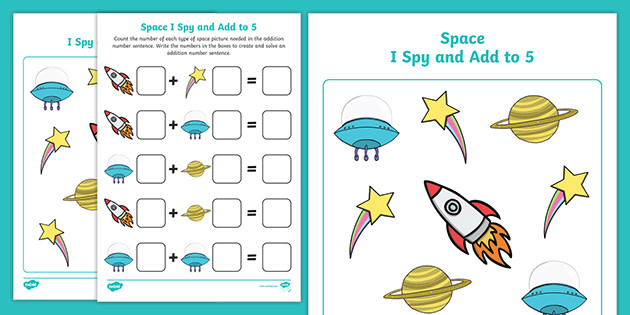 FREE! - 👉 Space I Spy and Add to 5 (teacher made)