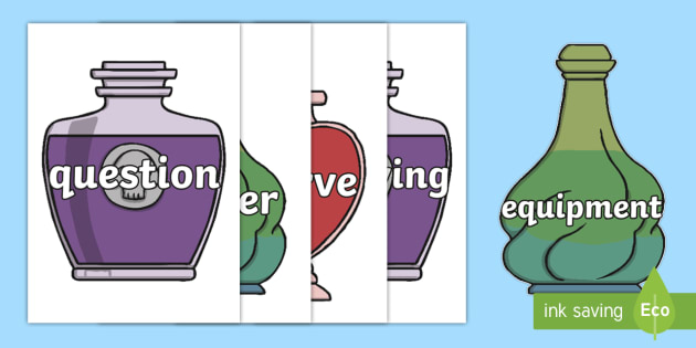 KS1 Working Scientifically Scientific Vocabulary on Potion Bottles Cut-Outs