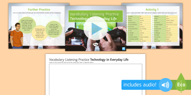 Technology in Everyday Life Vocabulary Listening Practice PowerPoint ...