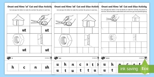 'ut' Onset and Rime Differentiated Worksheet / Worksheets