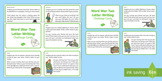 Word War Two Letter Writing Challenge Cards