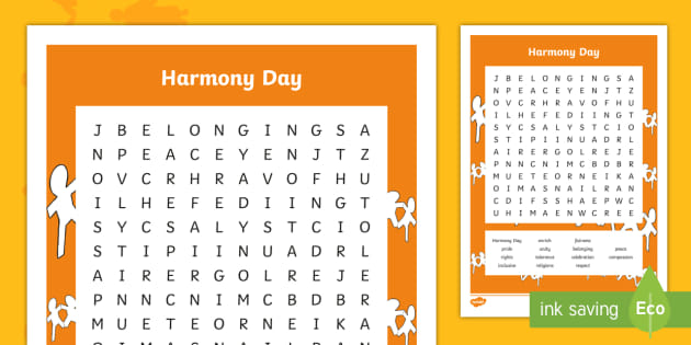 Year 6 Harmony Day Word Search (teacher made)