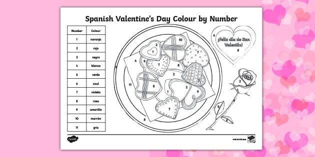 👉 Spanish Valentine's Day Colour by Number - Primary Resources