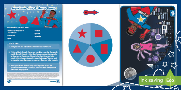 Superhero Spin-A-Shape Game (teacher made)