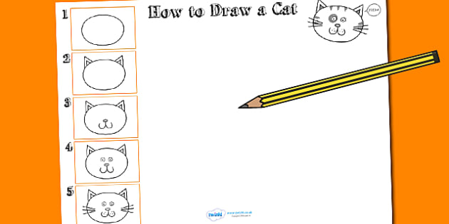 How to Draw a Cat Worksheet (teacher made)