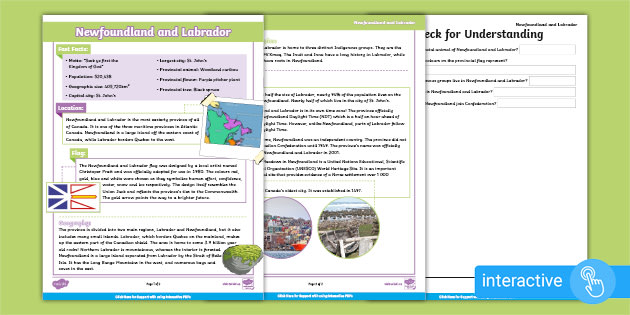 Newfoundland and Labrador Interactive Reading Comprehension