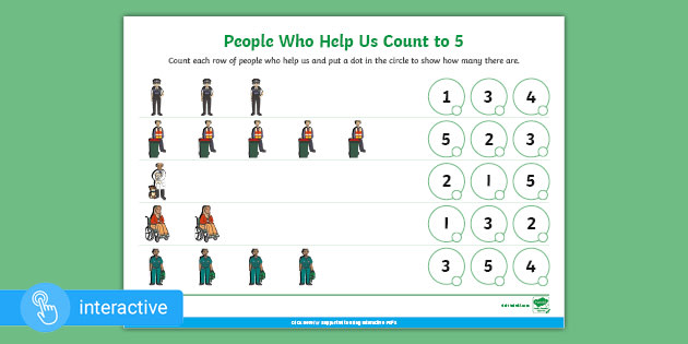 👉 Interactive PDF: People Who Help Us Count to 5 Activity