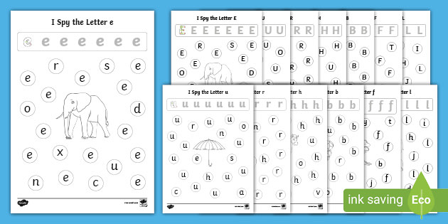 I Spy the Letter: Recognise & Name e, u, r, h, b, f, l Pack
