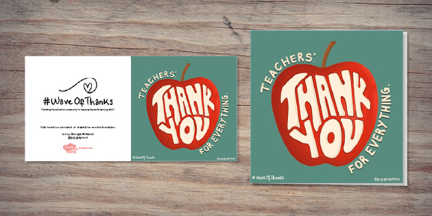 FREE! - Wave of Thanks Apple Card | Twinkl Party