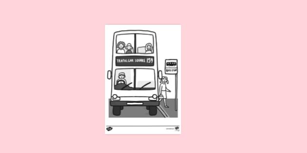 FREE! - Red London Bus Colouring Sheet - Teaching Resources - Twinkl