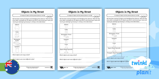 Year 1 Shape: 3D Objects Home Learning Tasks (teacher made)